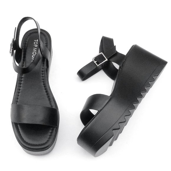Shoes | New Black Wedge Platform Sandals | Poshmark